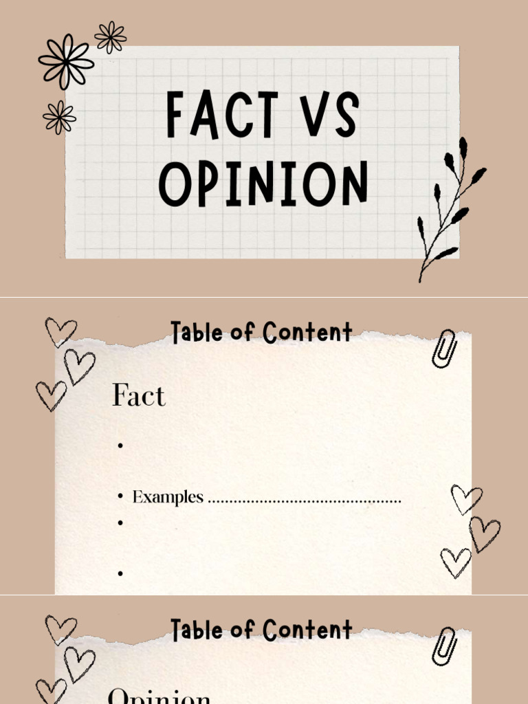 Facts vs. Opinions: Definitions and Examples | PDF | Opinion | Evidence