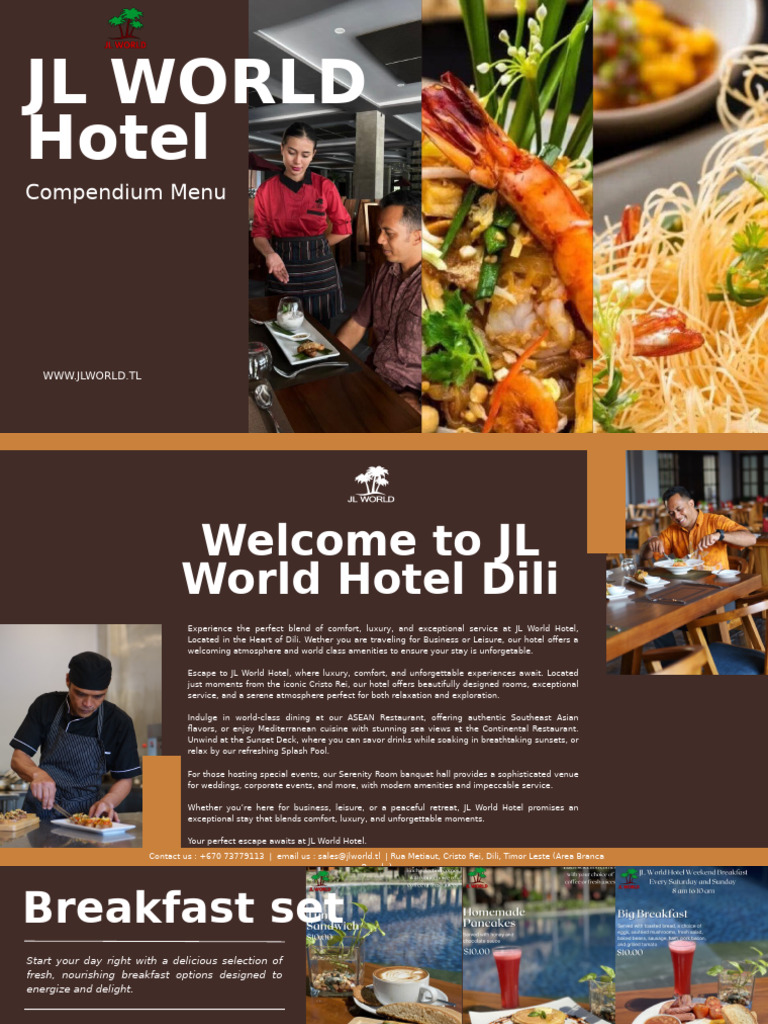 JL World Hotel Dili Dining & Events Guide | PDF | Thai Cuisine | Curry