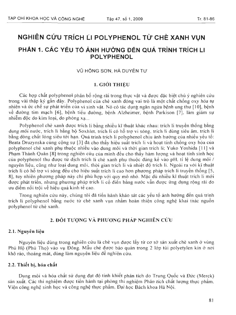 Study On Polyphenol Extraction From Dust Green Tea Part 1. The Influence Factors On Polyphenol ...