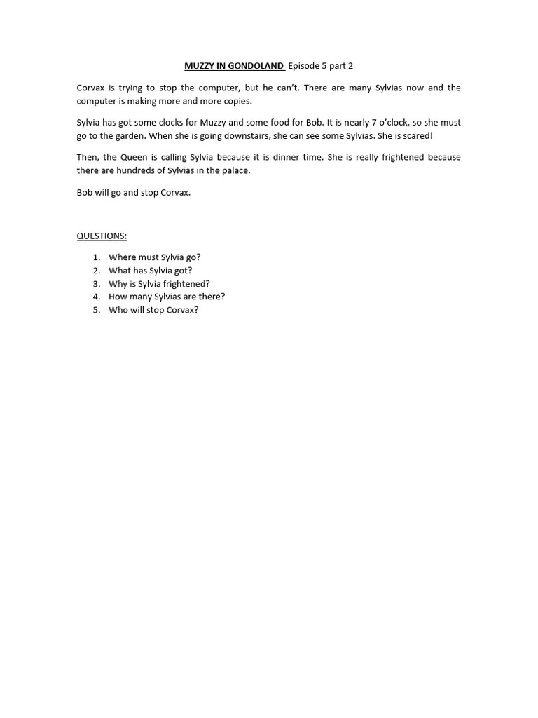 Muzzy Episode 5-2 | PDF