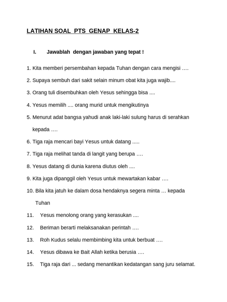 LATIHAN SOAL kls-2 | PDF