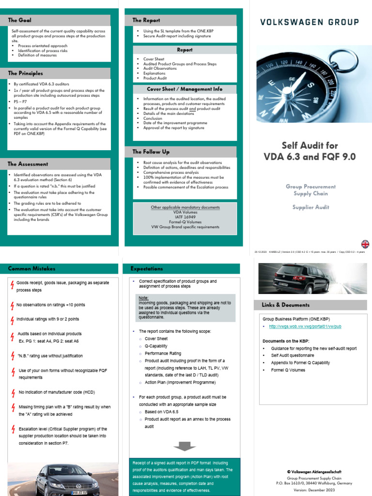 VDA 6.3 Supplier Audit Guidelines | PDF | Audit | Business