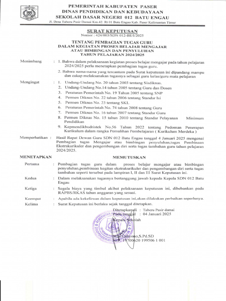 SK Bagi Tugas Januari 202520250122 - 0634 | PDF