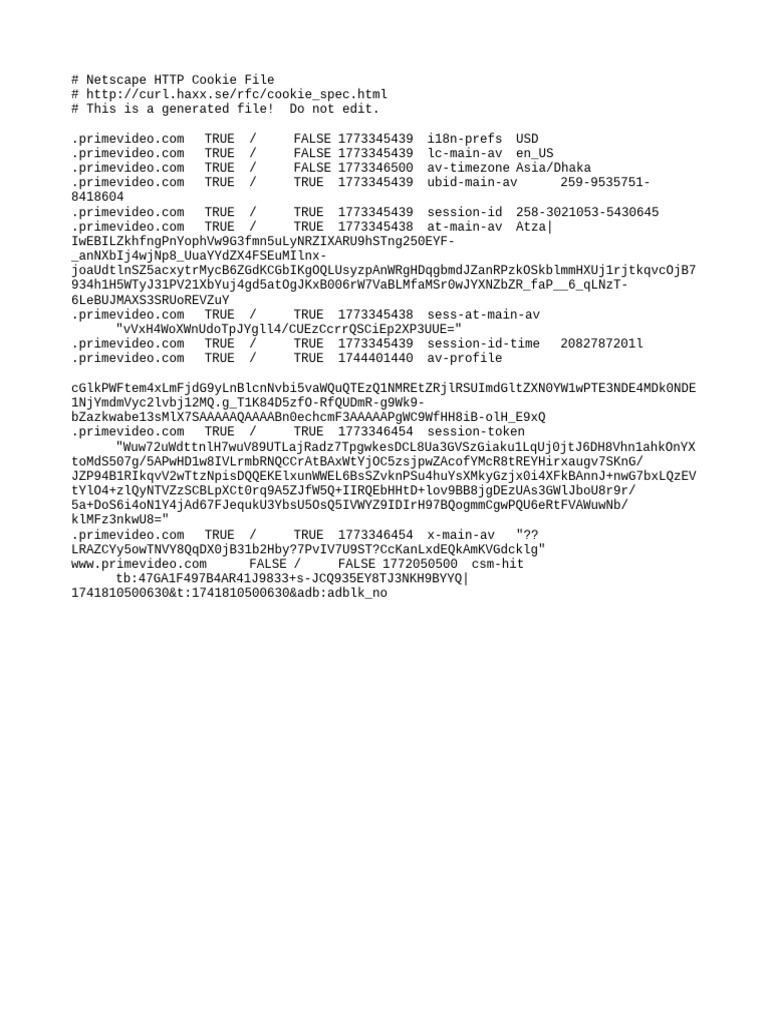 Prime Video Cookie File Details | PDF