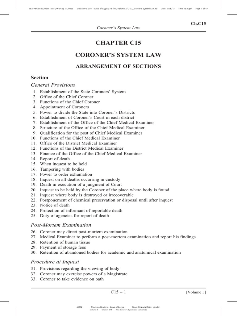 Coroners System Law | PDF | Coroner | Autopsy