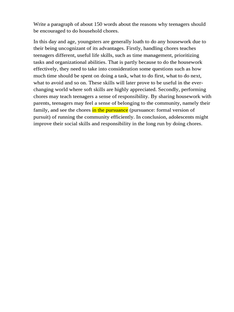 Write A Paragraph of About 150 Words About The Reasons Why Teenagers ...
