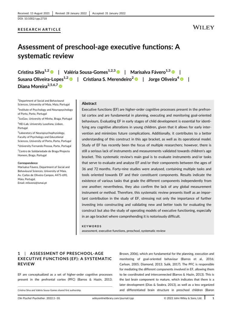 Assessment of Preschool-Age Functions | PDF | Executive Functions ...