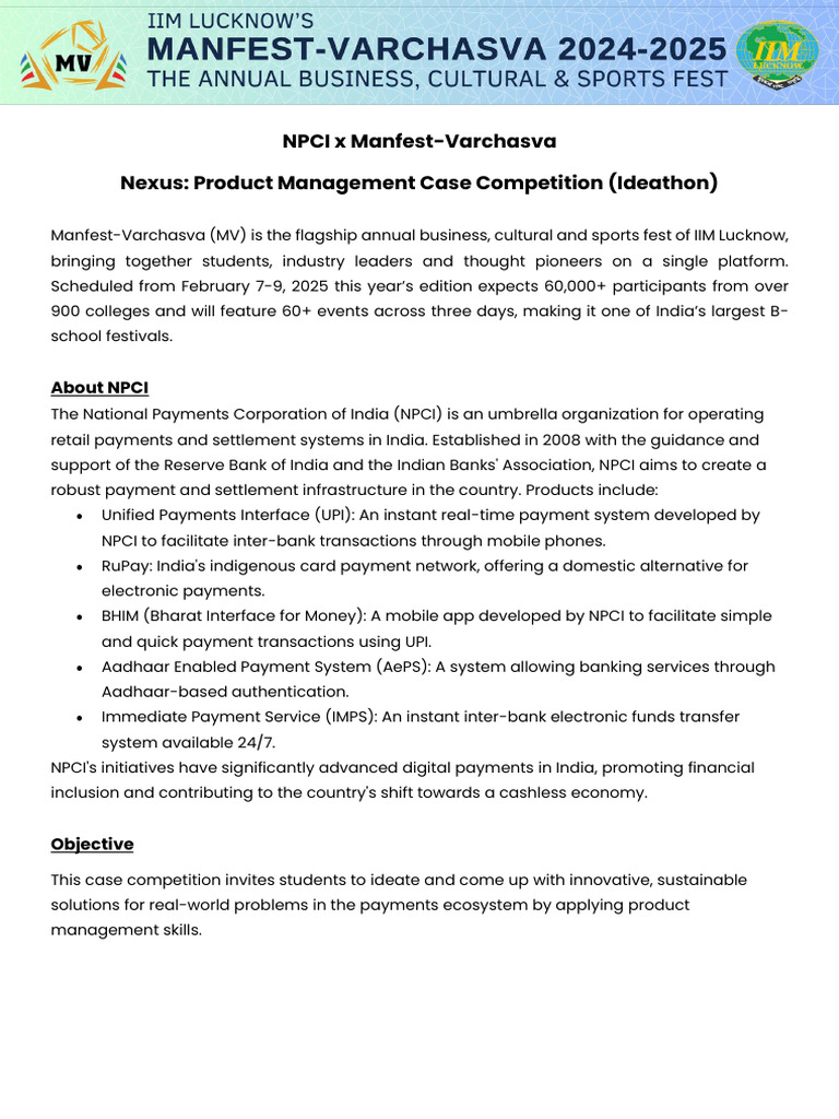 679d089f28a71 NPCI X Manfest-Varchasva PS | PDF | Banking Technology ...