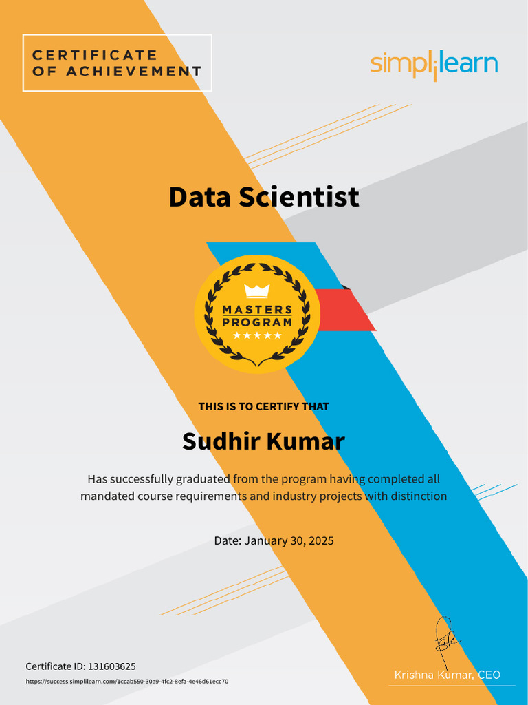 Data Scientist Certificate | PDF