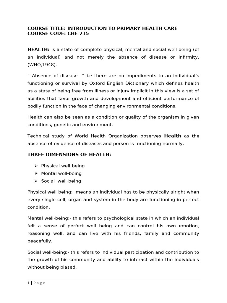 Introduction to Primary Health Care | PDF | Witchcraft | Health Care
