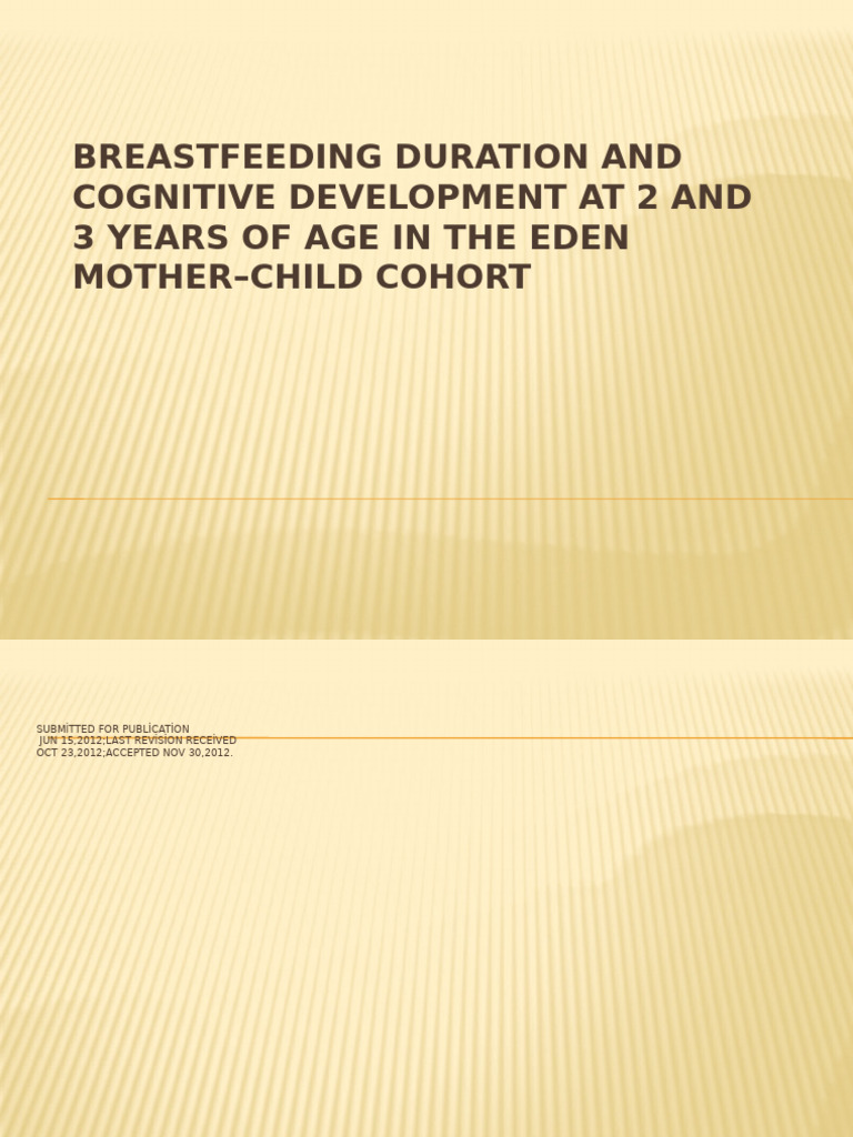 Breastfeeding Duration and Cognitive Development at 2 and | PDF ...