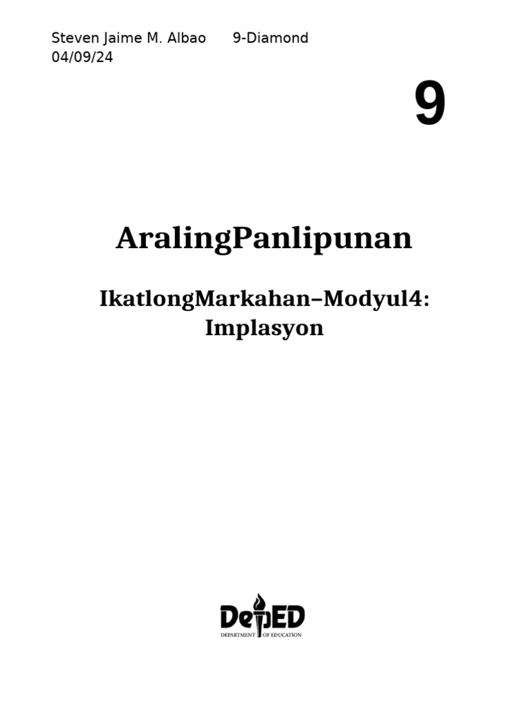 Albao, Steven Jaime M. G-9 Diamond AP9-Q3-MODYUL4-1docx | PDF