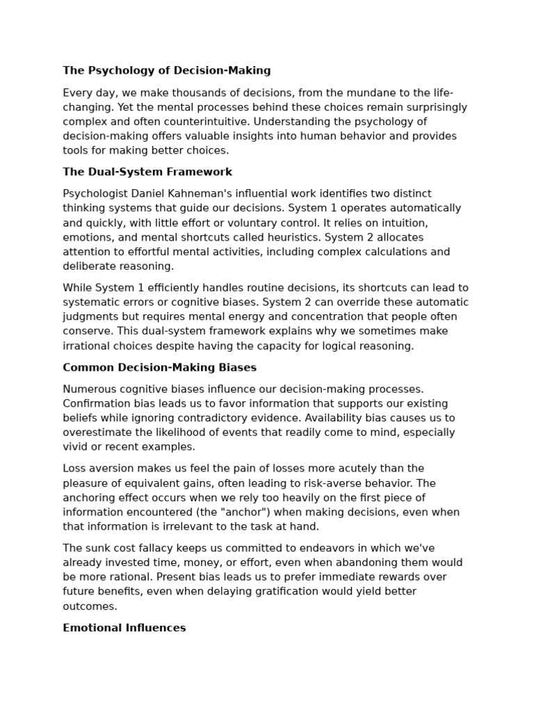 The Psychology of Decision | PDF | Decision Making | Heuristic