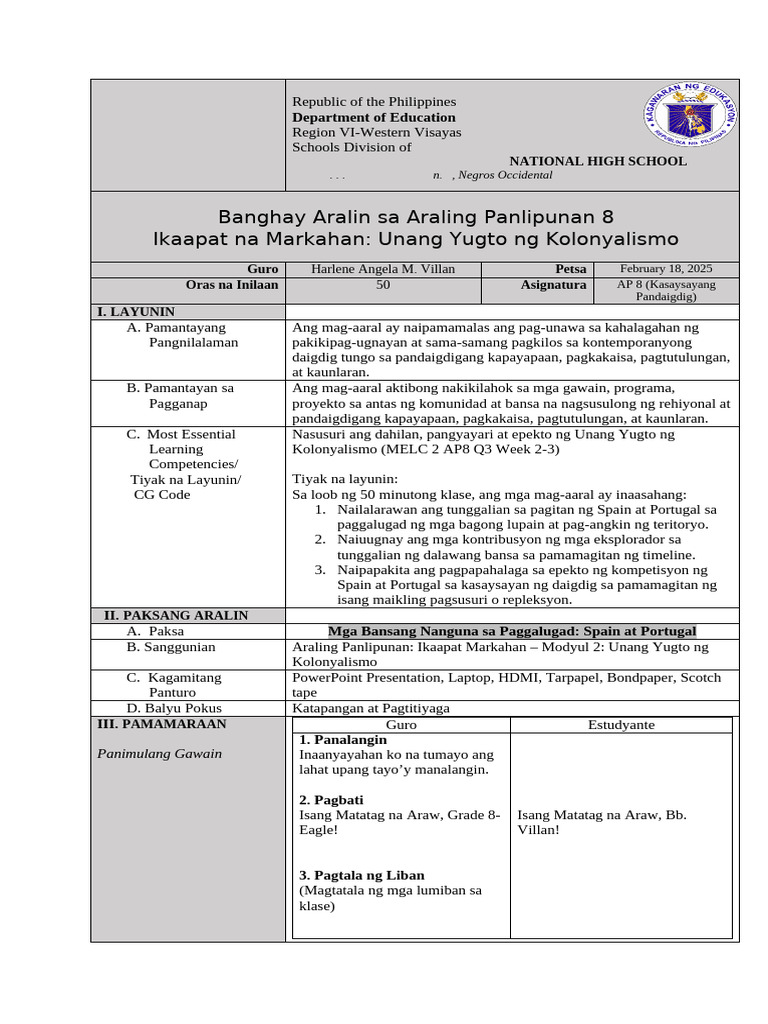 Sample Lesson Plan | PDF