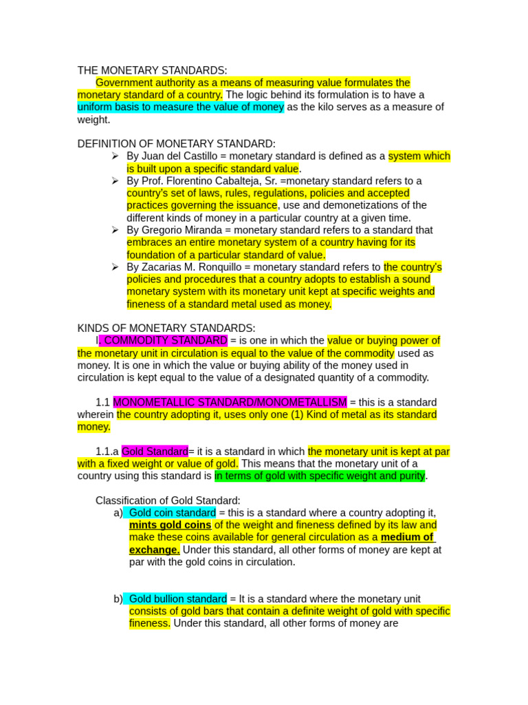 Monetary-standard-and-its-classifications | PDF | Money | Currency