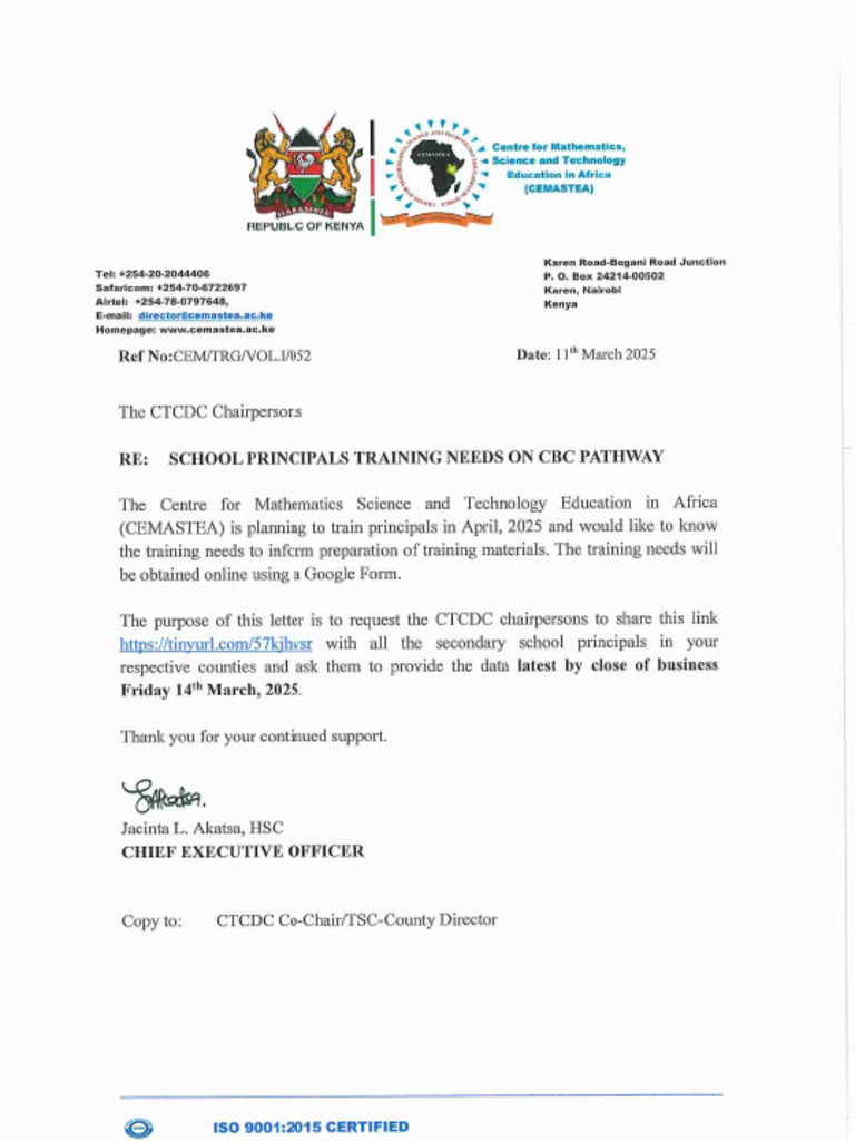 School Principals Training Needs On CBC Pathway | PDF