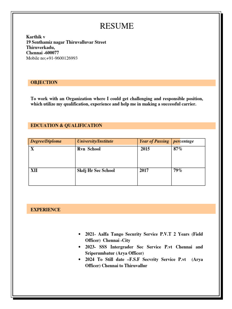 Resume Karthi Velu | PDF