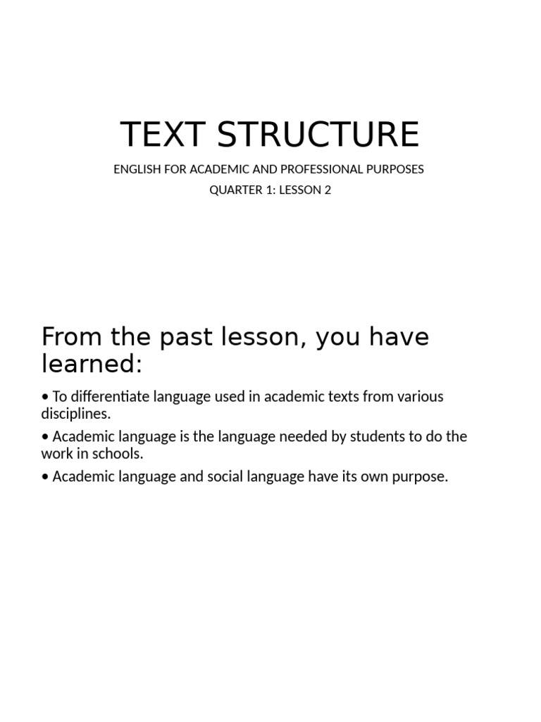 LESSON 2 TEXT STRUCTURE | PDF