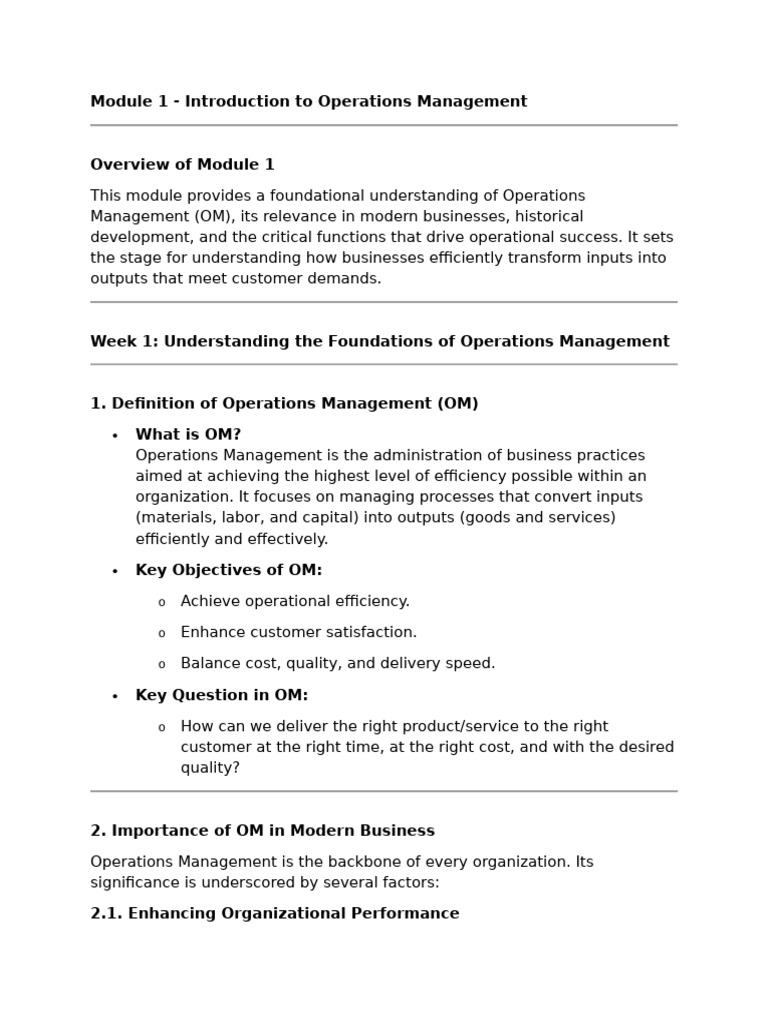Module 1-6 Operations Management | PDF | Supply Chain Management | Supply Chain