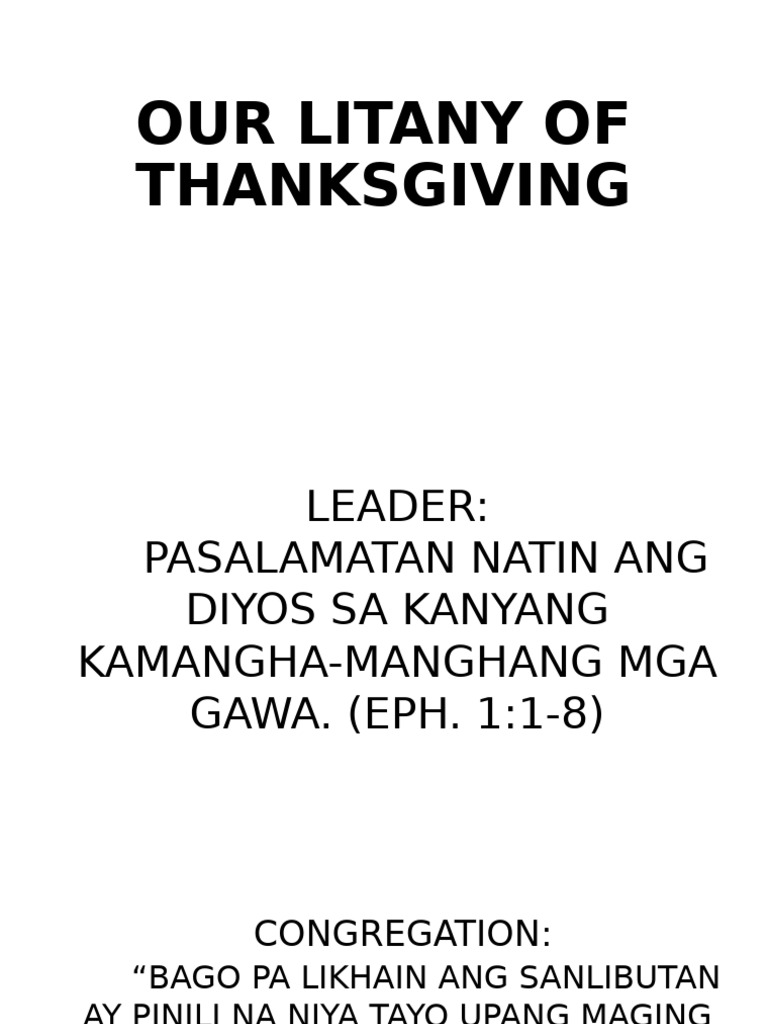 Our Litany of Thanksgiving | PDF