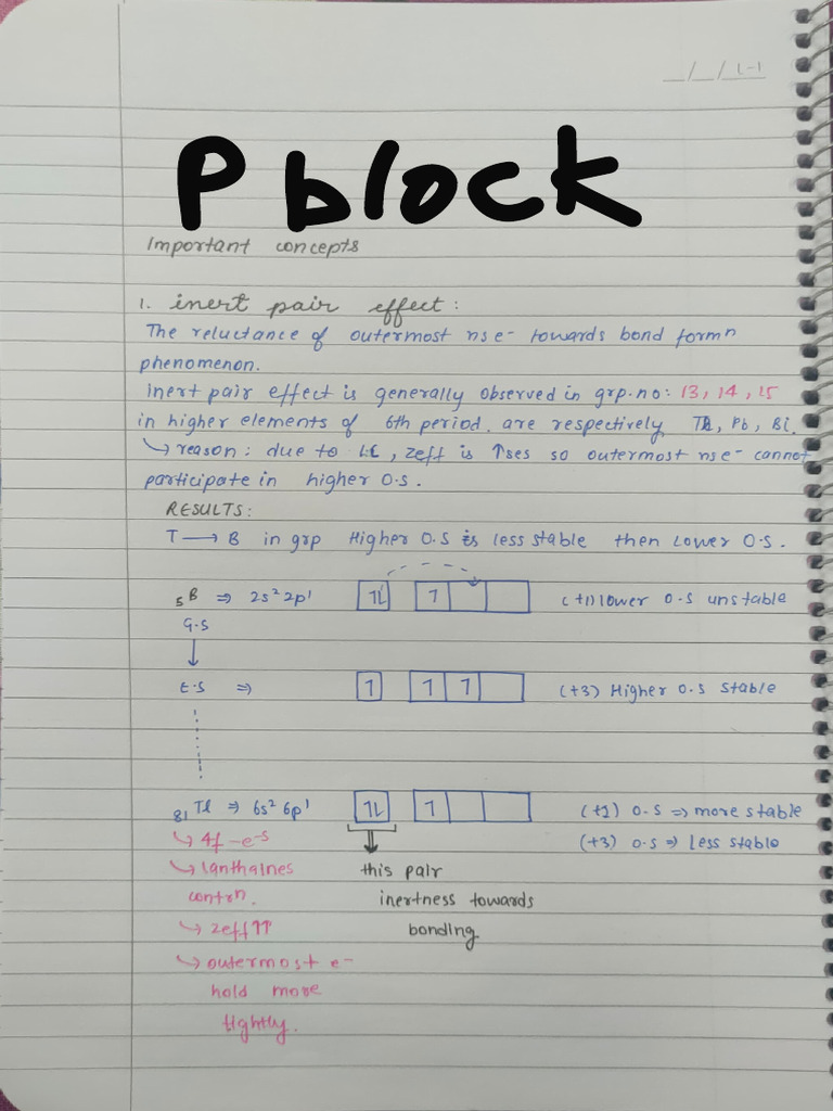 P- block notes | PDF | Atoms | Periodic Table