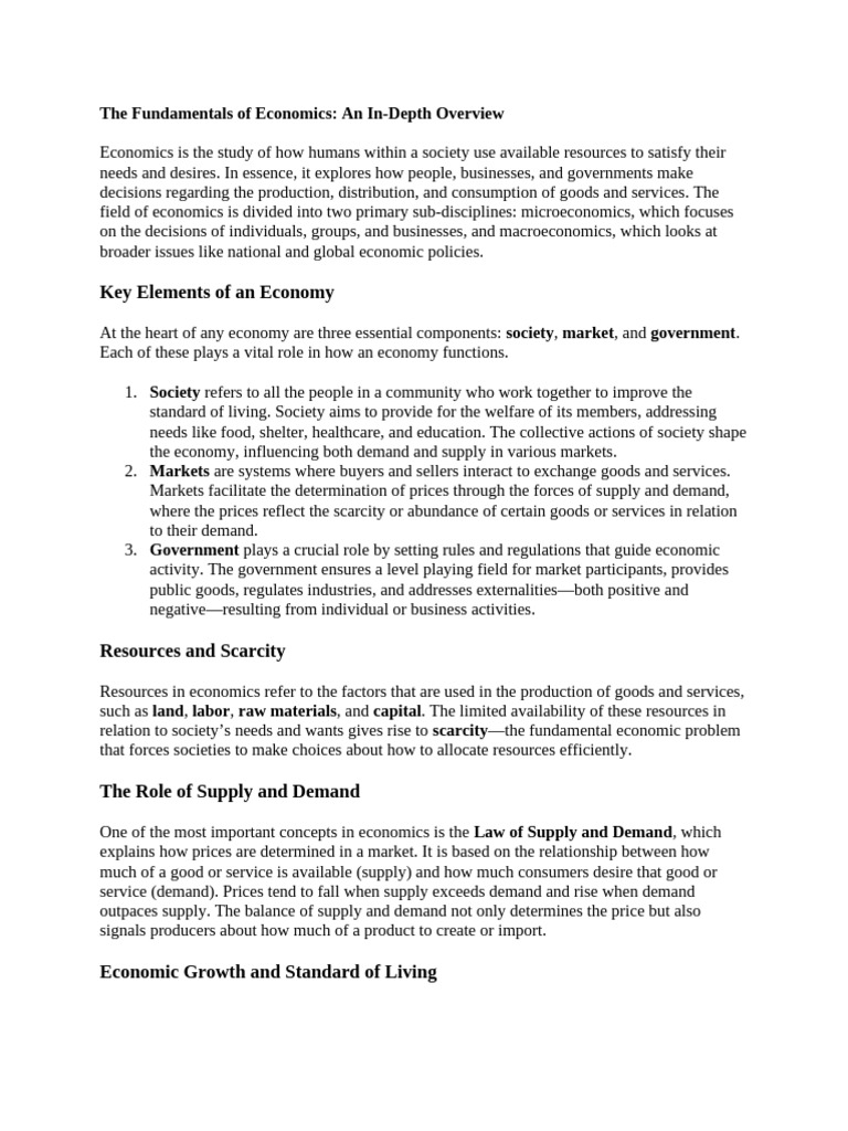 Economics Fundamentals Explained | PDF | Economics | Money