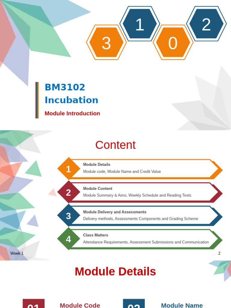 WKL1 - Module Introduction - BM3102 Incubation | PDF | Entrepreneurship | Marketing