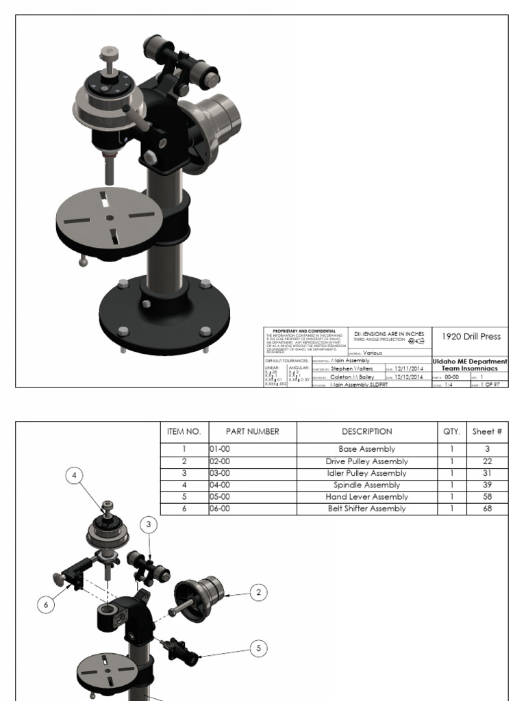 Drilling Machine - Drawing Package | PDF | Secondary Sector Of The ...