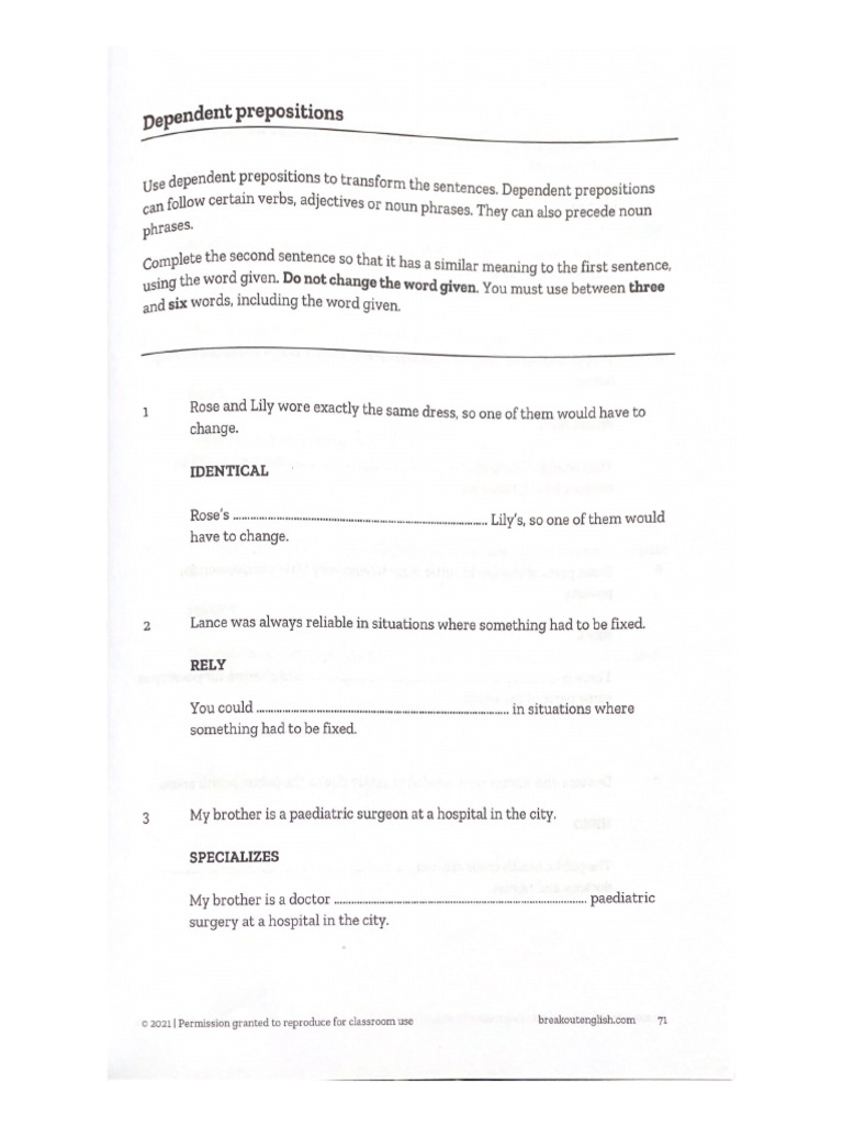 5. DEPENDENT PREPOSITIONS | PDF