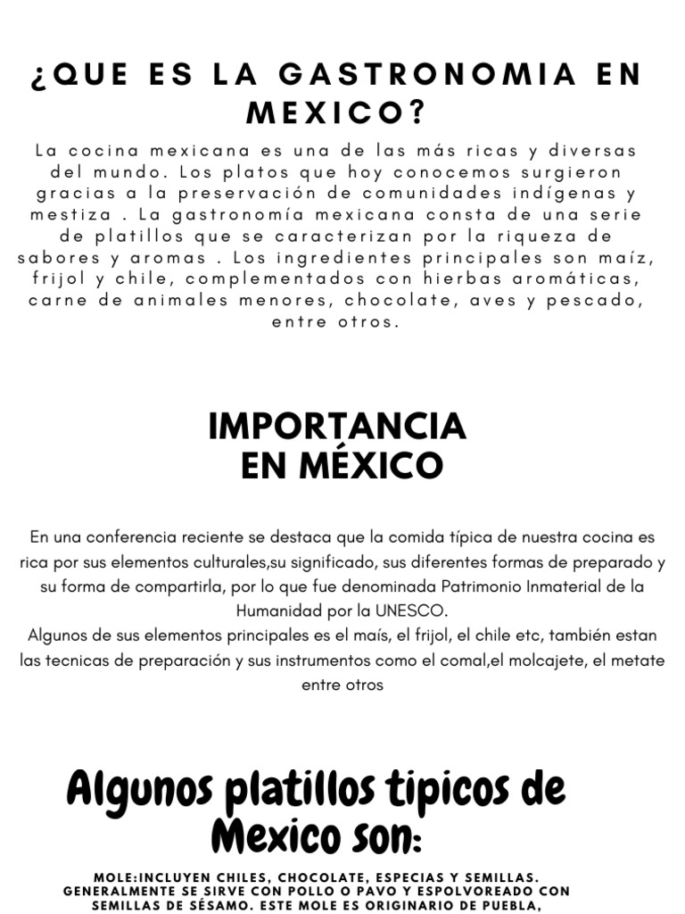 Definición de la Gastronomía Mexicana | PDF