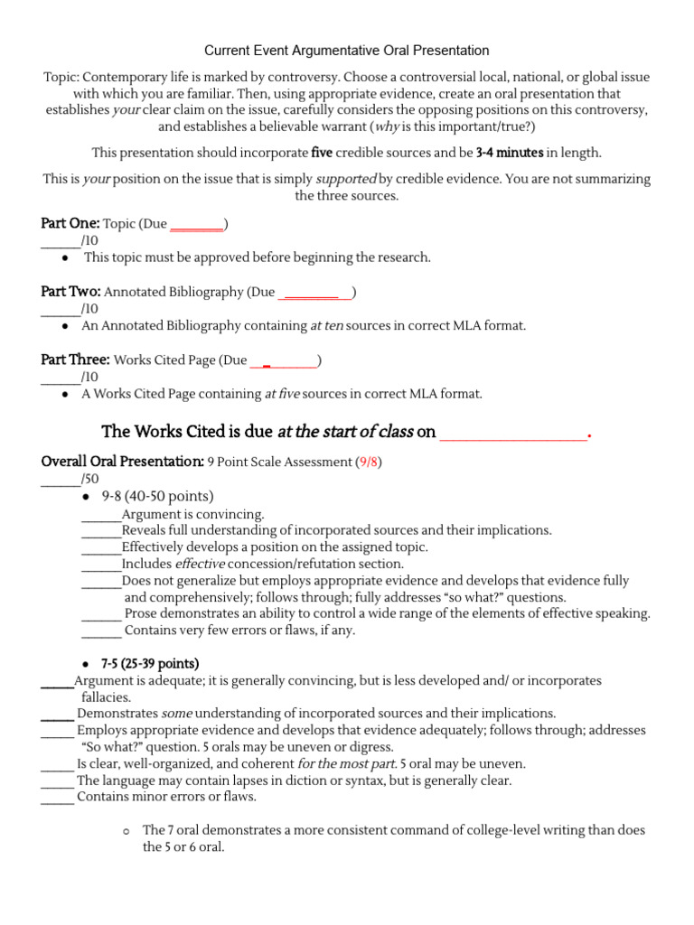 Controversial Issues Oral Presentation Guide | PDF | Human ...