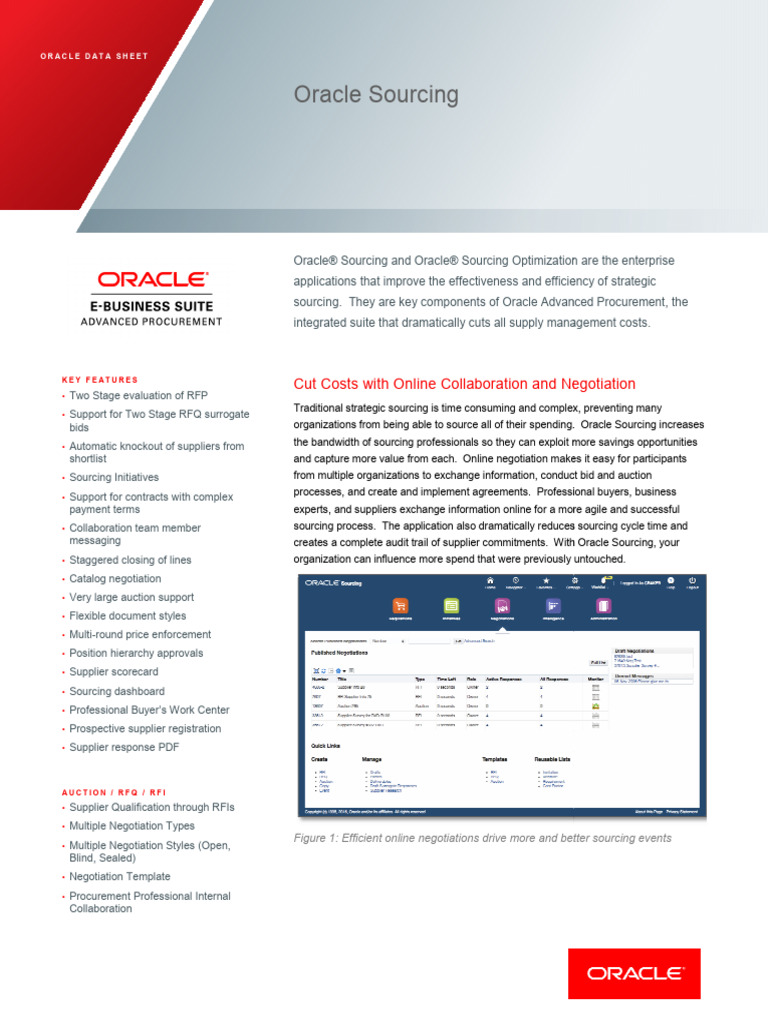 Oracle Sourcing Efficiency Overview | PDF | Procurement