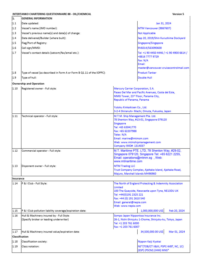 MTM Vancouver Q88 | PDF | Tonnage | Ships