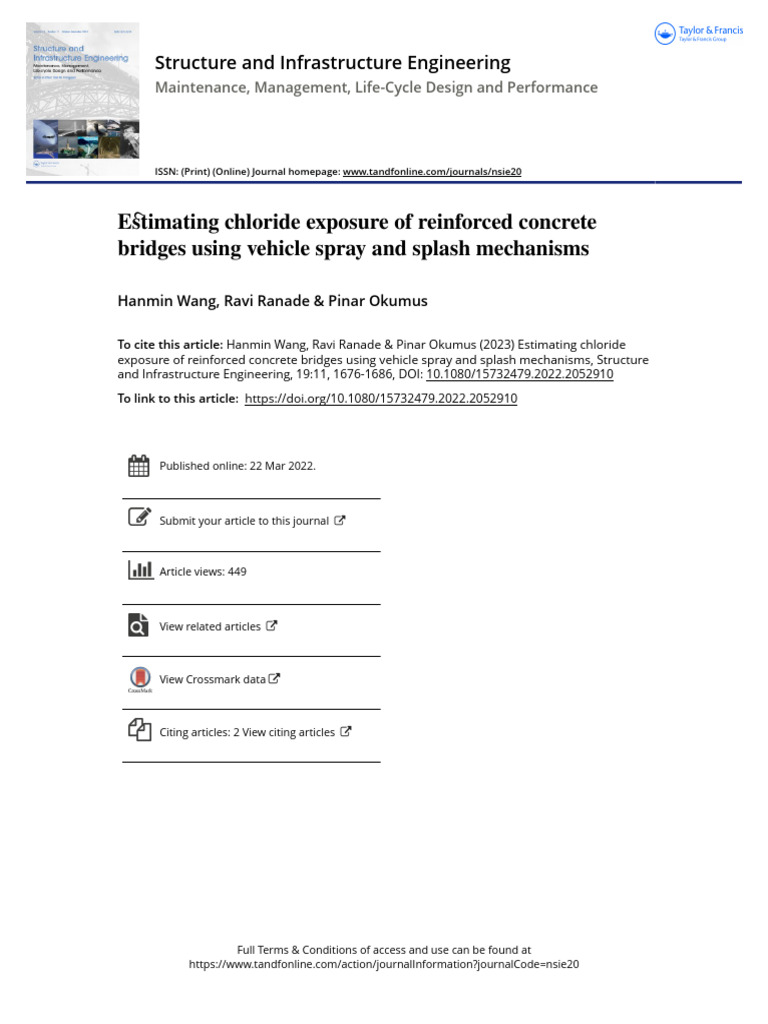 Estimating Chloride Exposure of Reinforced Concrete Bridges Using ...