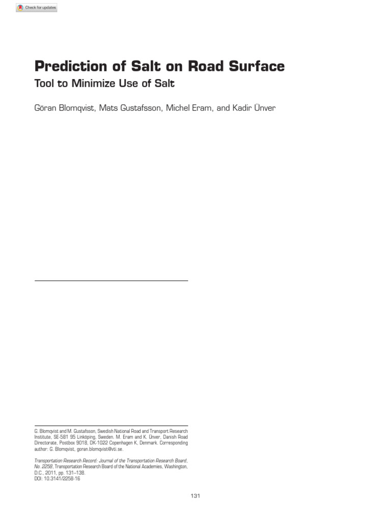 Predicting Salt Residuals on Roads | PDF | Sodium Chloride | Road