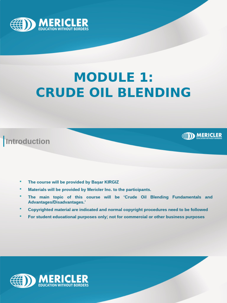 Crude Oil Blending - Course Book | PDF | Gasoline | Petroleum