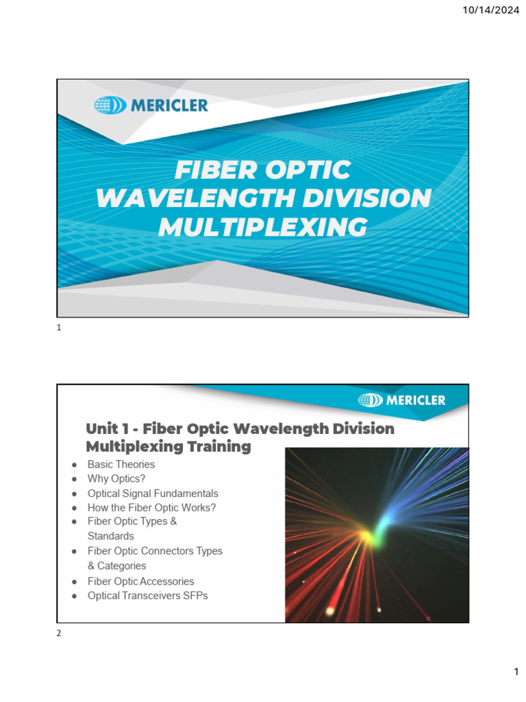 Fiber Optic Wavelength Division Multiplexing Training - Mericler 2024 ...