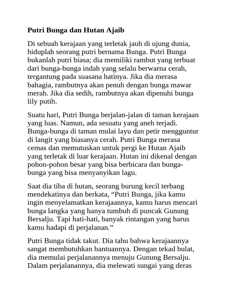 Petualangan Putri Bunga di Hutan Ajaib | PDF