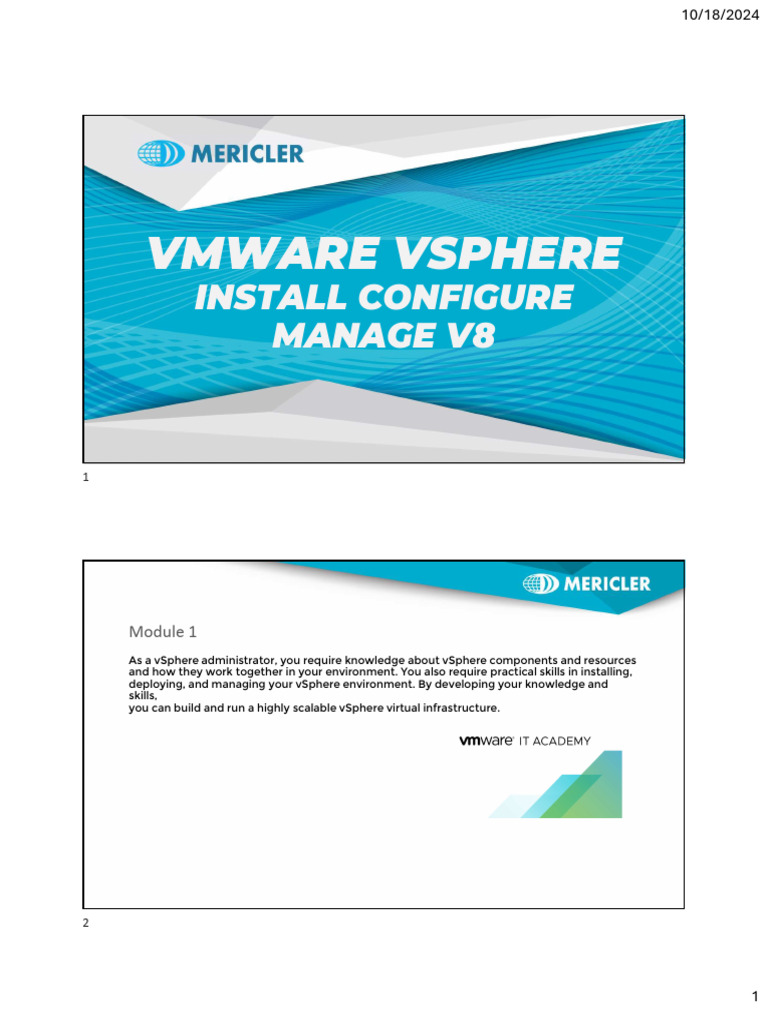 Vmware Vsphere Install Configure Manage v8 - Mericler 2024 | PDF | Virtual Machine | Information ...