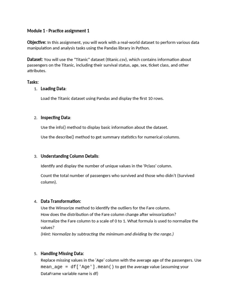 Practice Assignment 1 | PDF