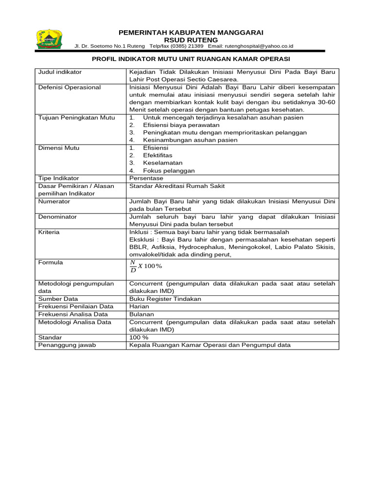 Profil Indikator Mutu Unit 2025 | PDF