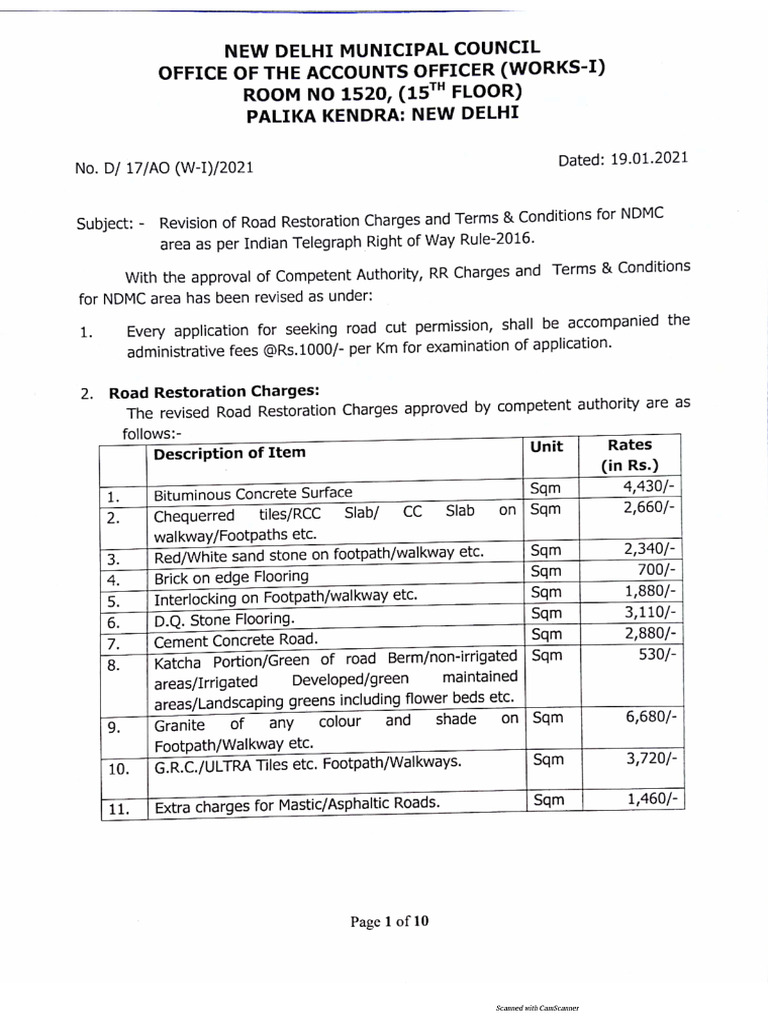 Road Restoration Charge | PDF