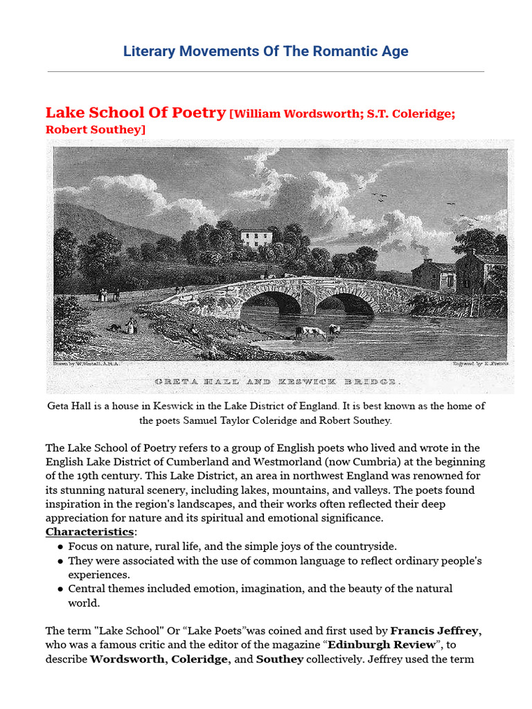 Literary Movements of The Romantic Age | PDF | William Wordsworth | John Keats