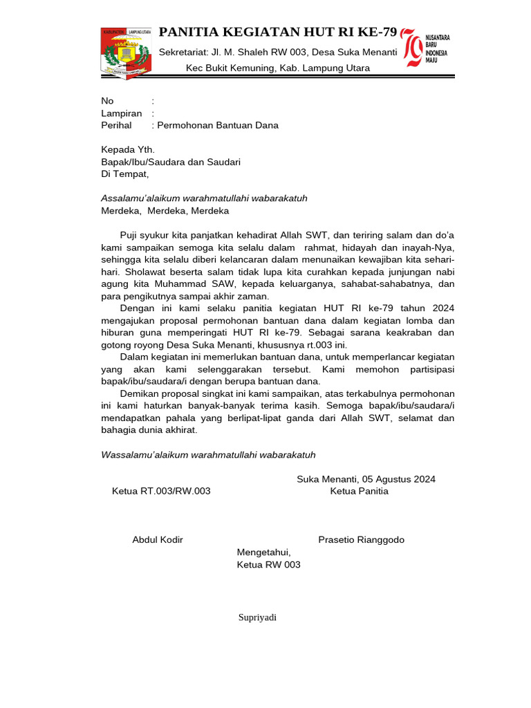 Proposal Acara 17an RT.003 | PDF