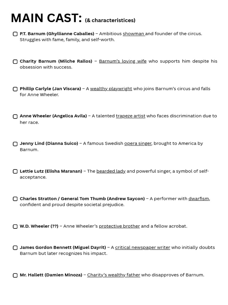 MAIN CAST & Their Characteristics | PDF