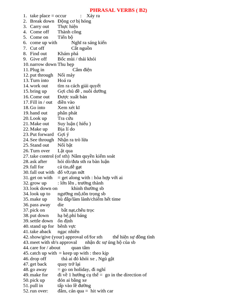PHRASAL VERBS - B2 | PDF