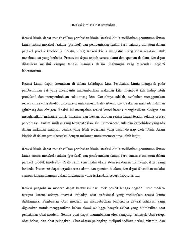 Reaksi Kimia - Obat Rumahan | PDF