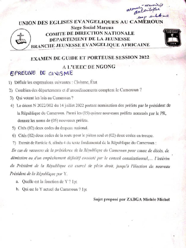 Epreuve de Civisme | PDF