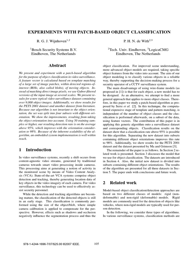 Experiments With Patch-Based Object Classification | PDF | Support Vector Machine | Statistical ...
