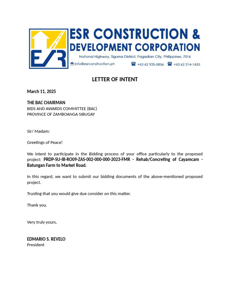 Letter of Intent | PDF